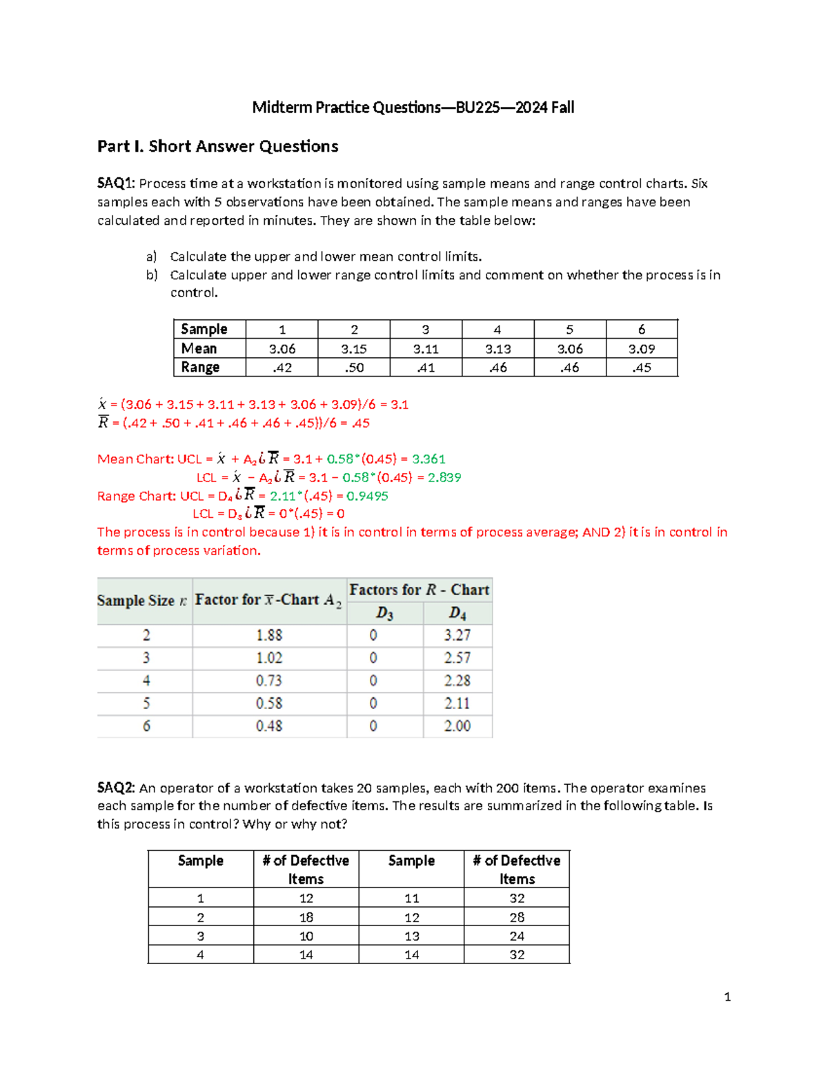2024-10-06 BU225-Midterm Practice Questions with Solutions - Midterm Practice Questions-BU225 ...