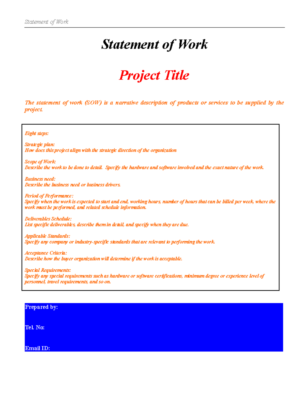 Statement of work - sOW - Statement of Work Statement of Work Project ...