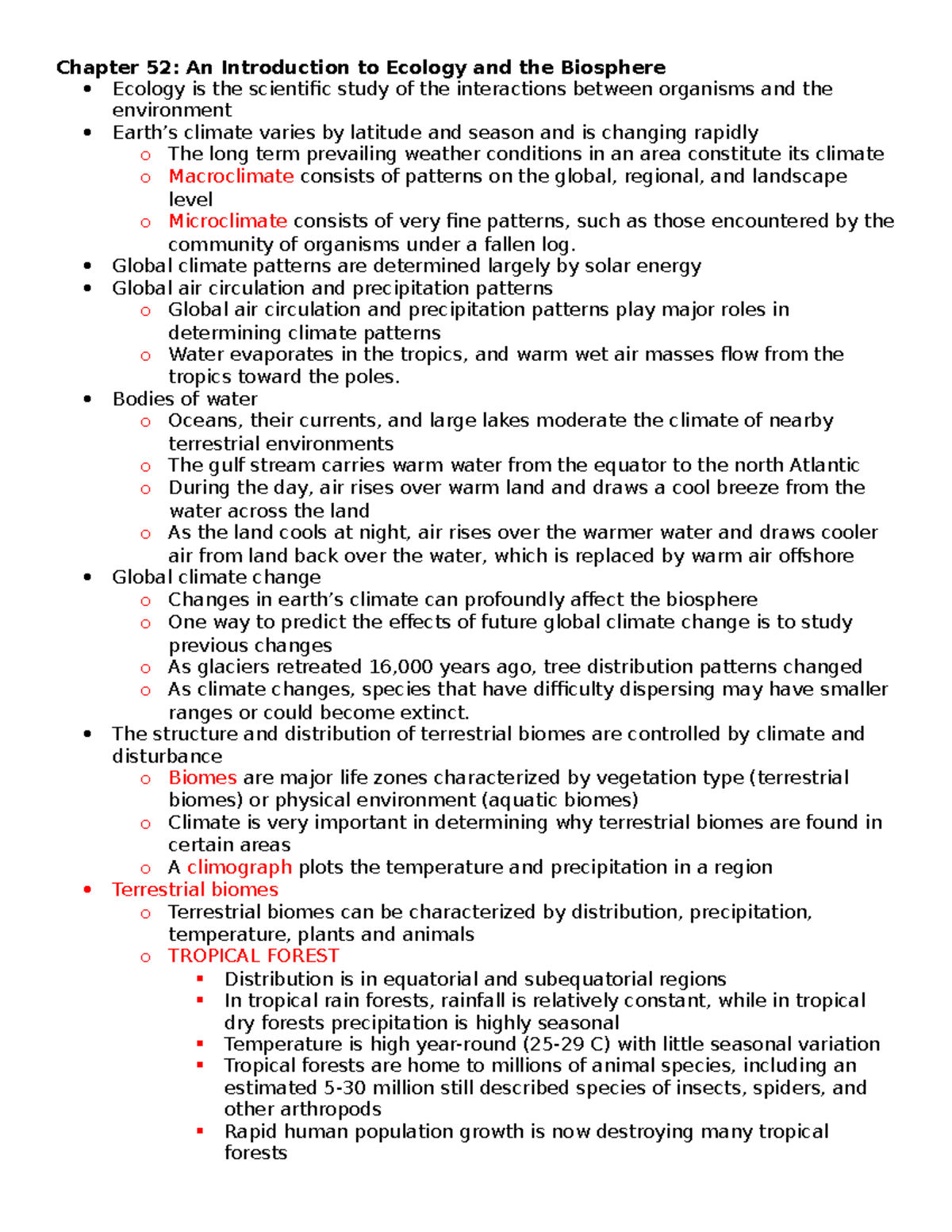 Bio Test Four Study Guide - Chapter 52: An Introduction to Ecology and ...