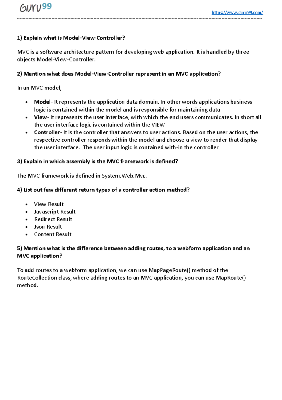 Mvc-interview-questions - 1) Explain what is Model-View-Controller? MVC ...