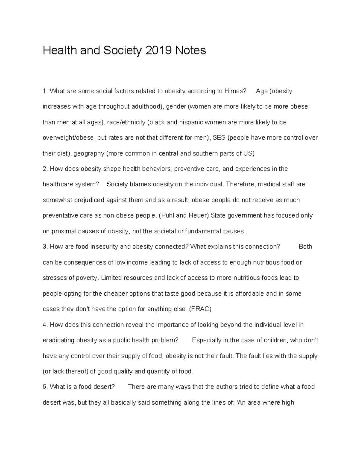 Health and Society 2019 Notes - Health and Society 2019 Notes What are ...