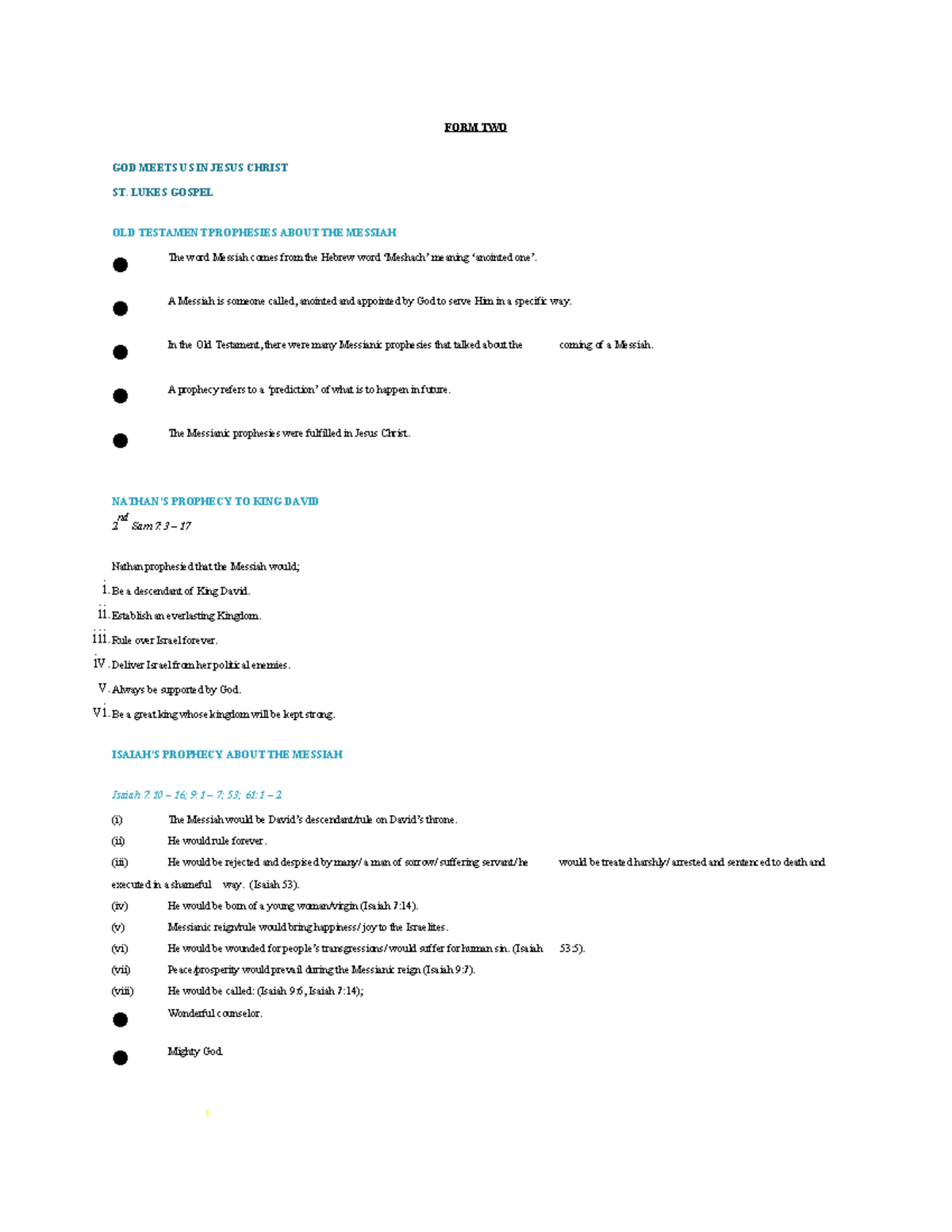 Cre- form 2 notes - Summary methods of teaching and learning - FORM TWO ...