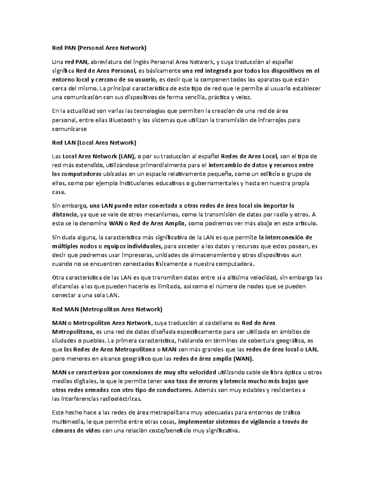 PAN, LAN, MAN, WAN, Topologia de redes - Red PAN (Personal Area Network ...