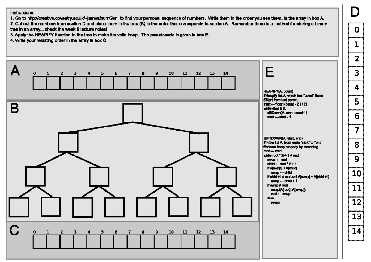 Heap - HEAP WORKSHEET - Instructions: 1. Go to creative.coventry.ac ...