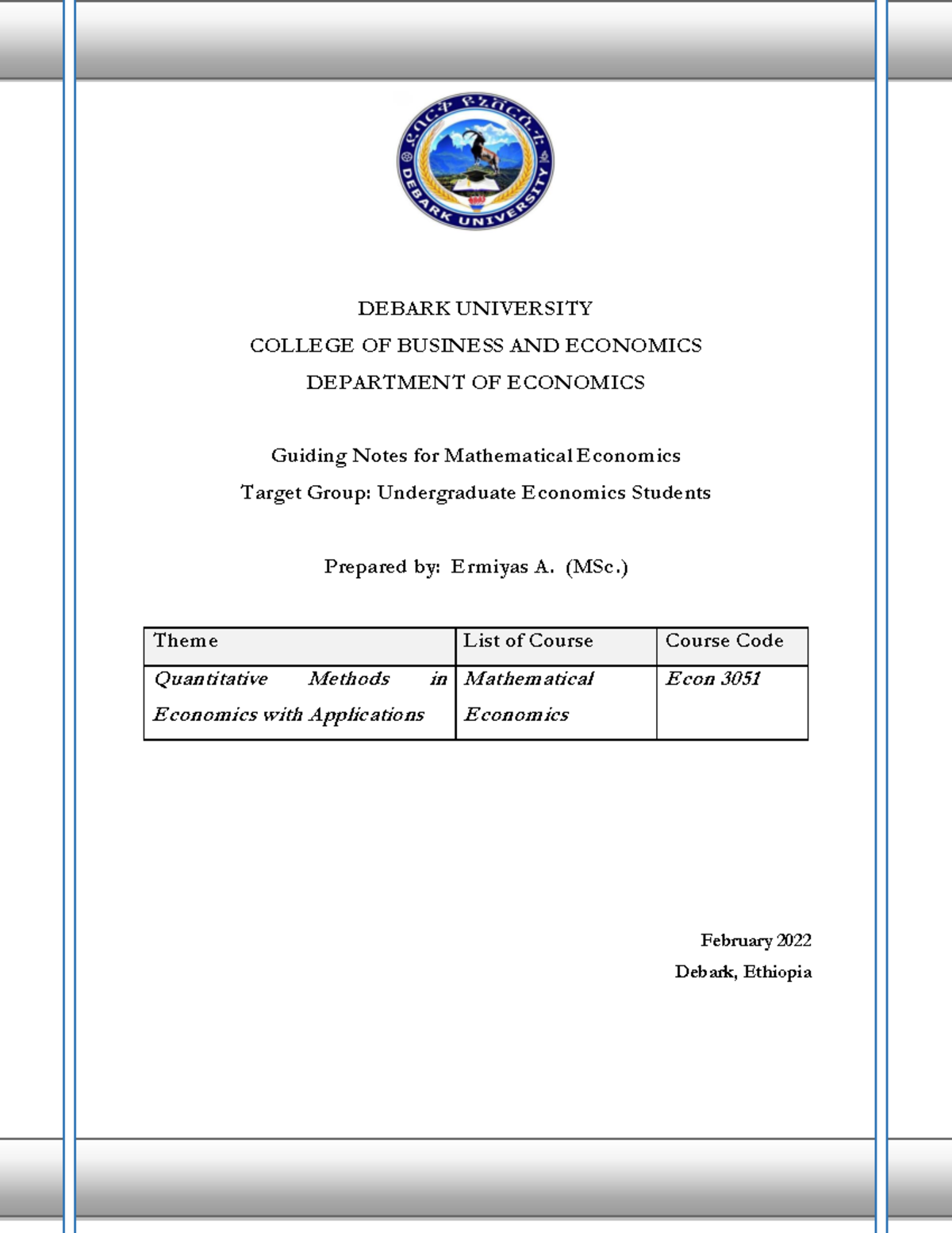 Mathematical Economics Exit Exam 2015 Recovered edited edited - DEBARK ...