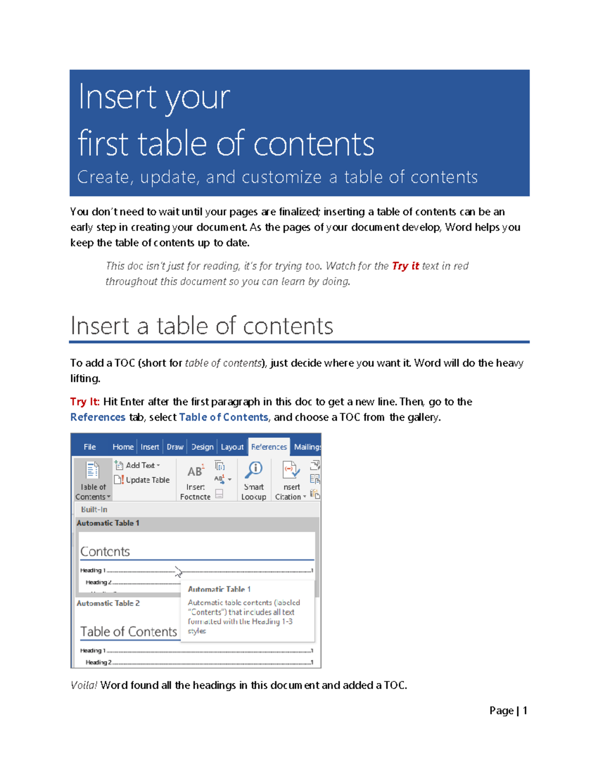 Writing Simle Book Tutorial by Mark - Insert your first table of ...