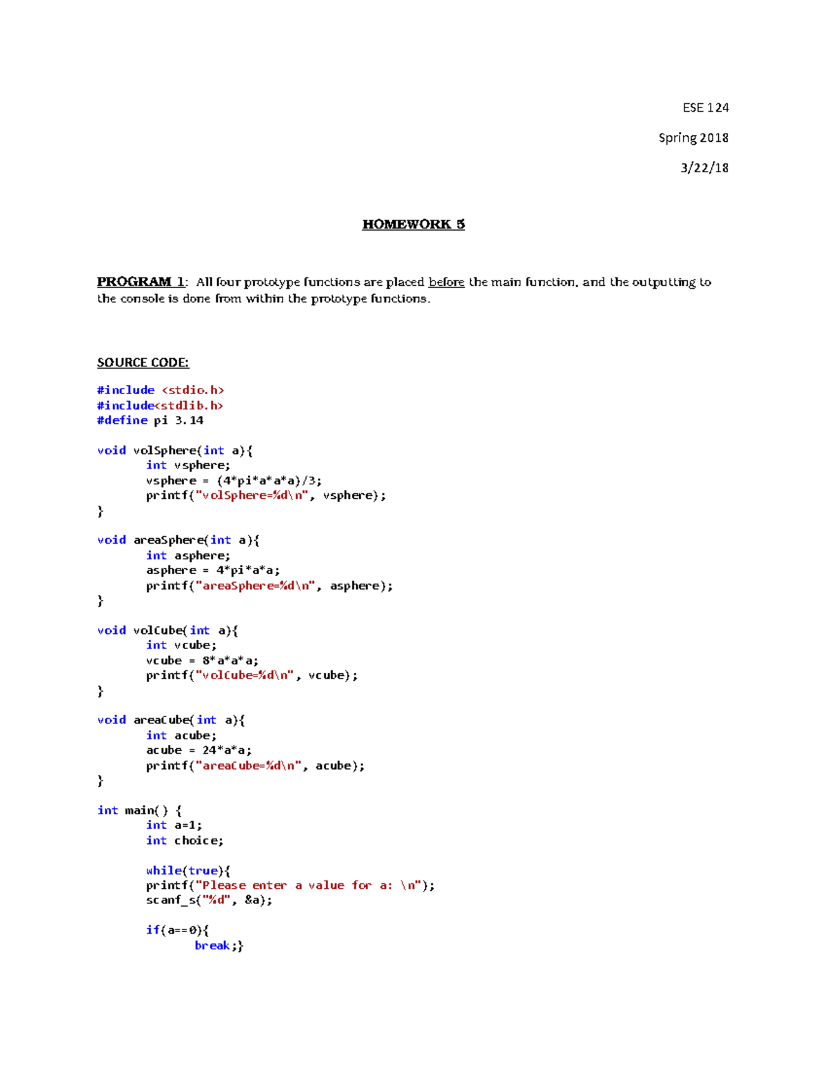 ESE 124 HW6 - Homework 6 - ESE 124 Spring 2018 3/22/18 HOMEWORK 5 ...
