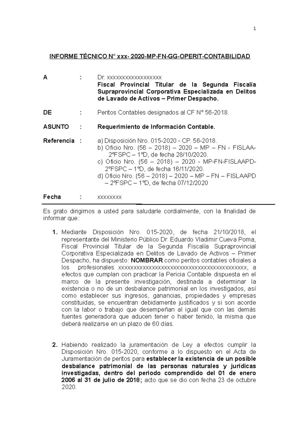 1. Informe Técnico DE Requerimiento DE Informacion Contable - INFORME ...
