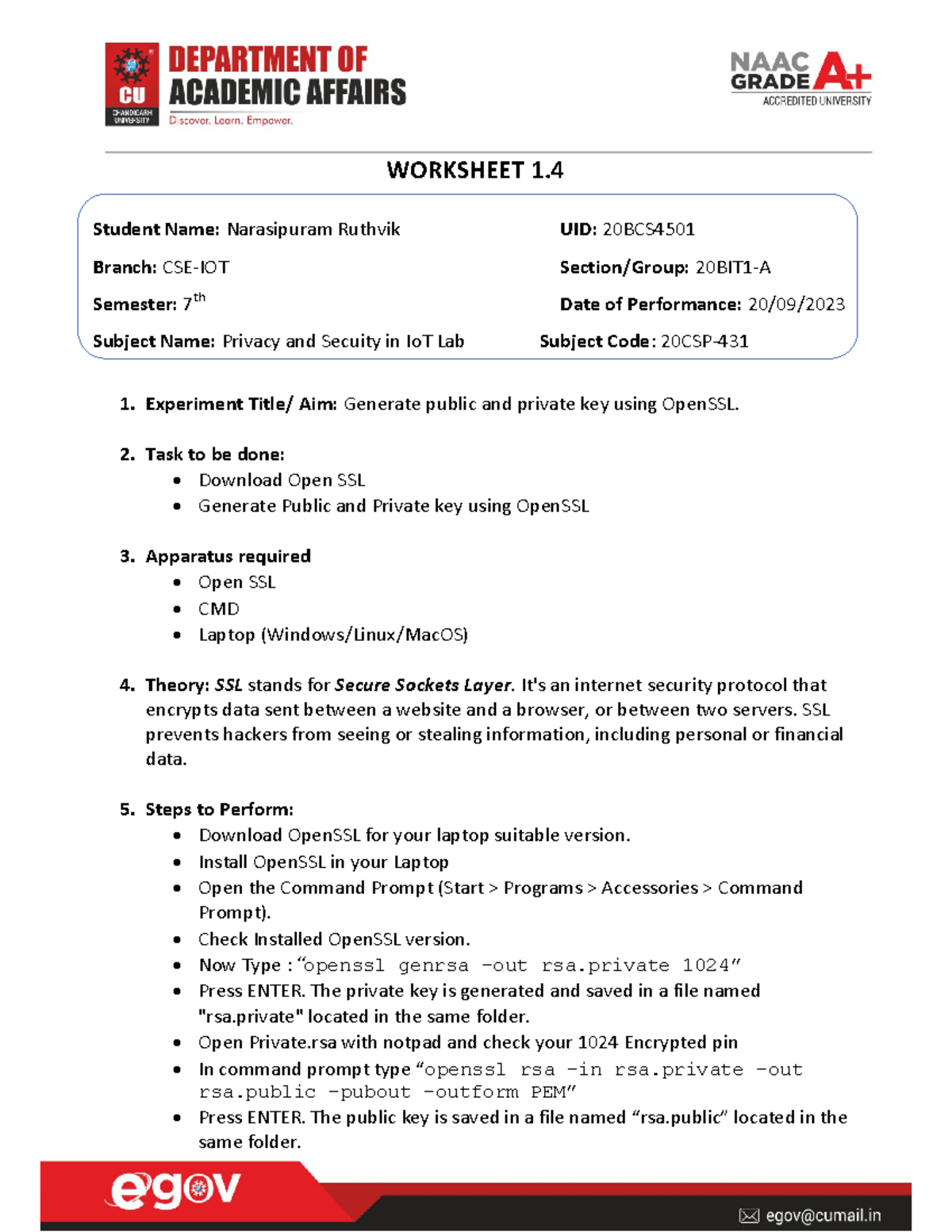 1.4 Ruthvik Io T - iot data - WORKSHEET 1. Student Name: Narasipuram ...