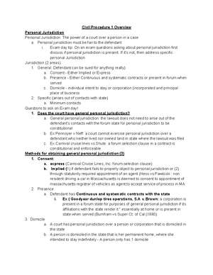 Preclusion outline - PRECLUSION Res Judicata = bars a party who has ...