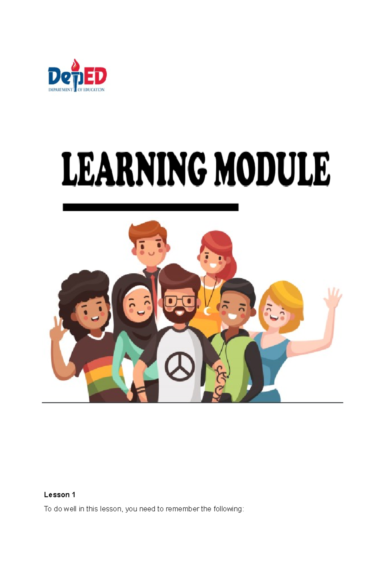 English 10 Module SY 2020-2021 st lesson - Lesson 1 To do well in this ...