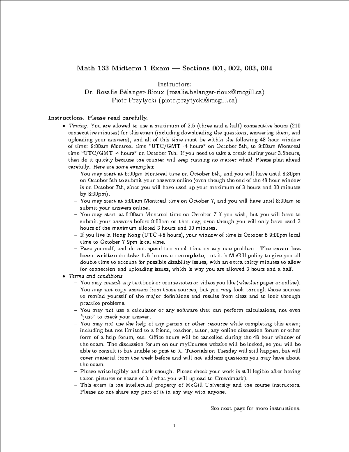 Midterm MATH 133 - Math 133 Midterm 1 Exam — Sections 001, 002, 003 ...