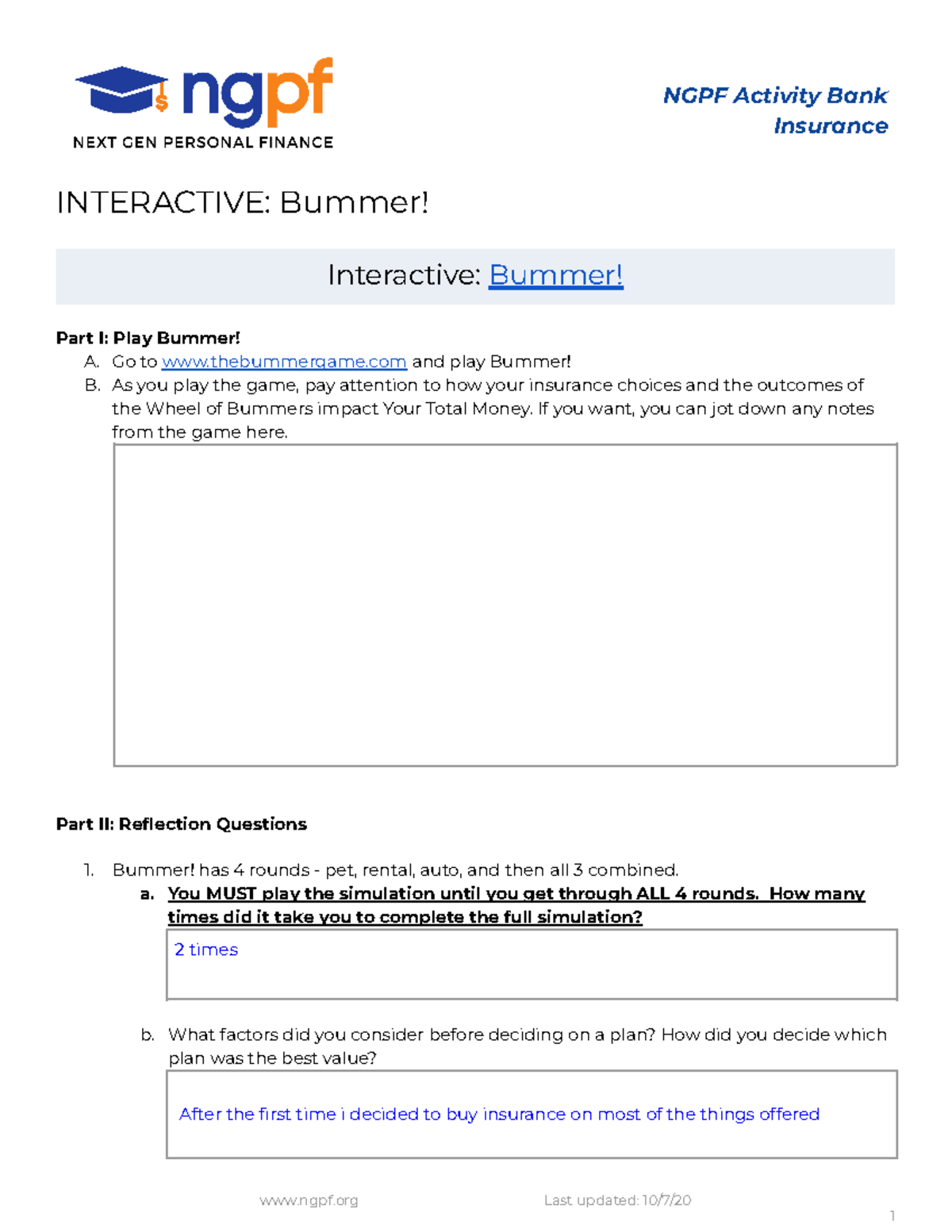 Copy of Interactive Bummer - NGPF Activity Bank Insurance INTERACTIVE ...