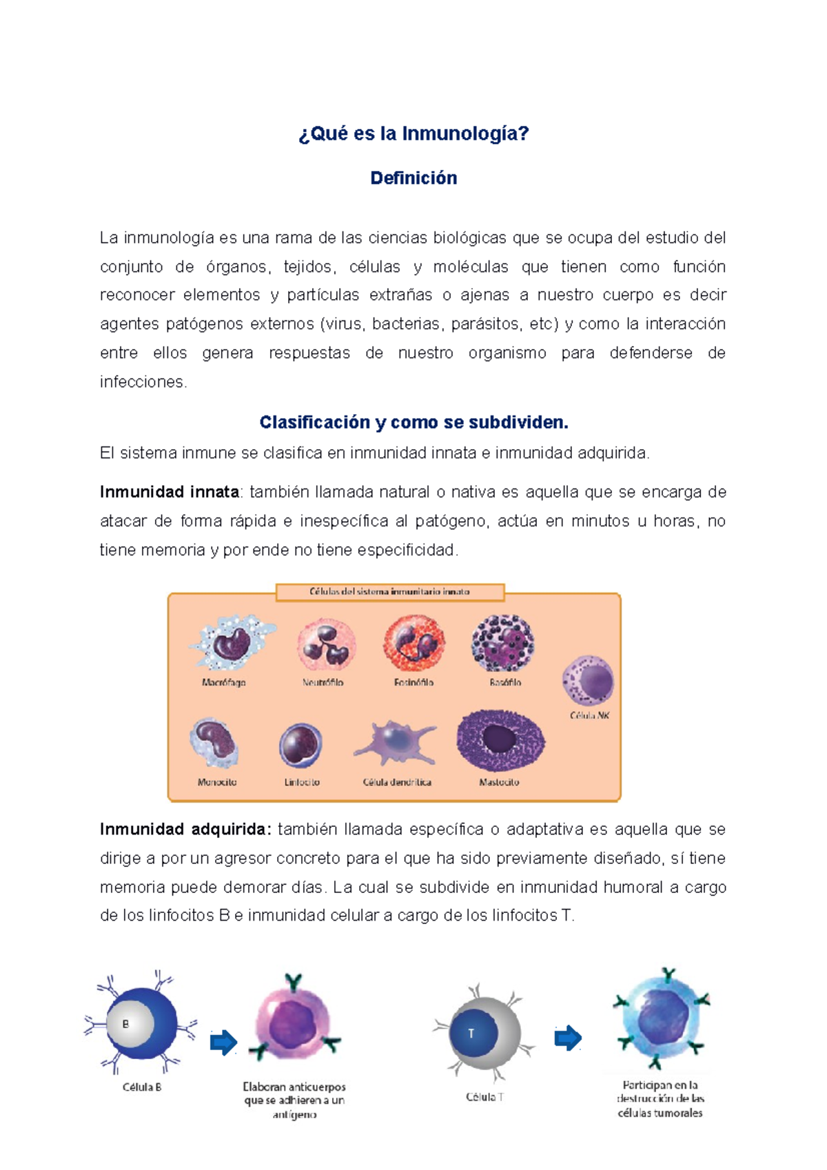 Tarea #1 QUE ES Inmunologia - ¿Qué es la Inmunología? Definición La ...