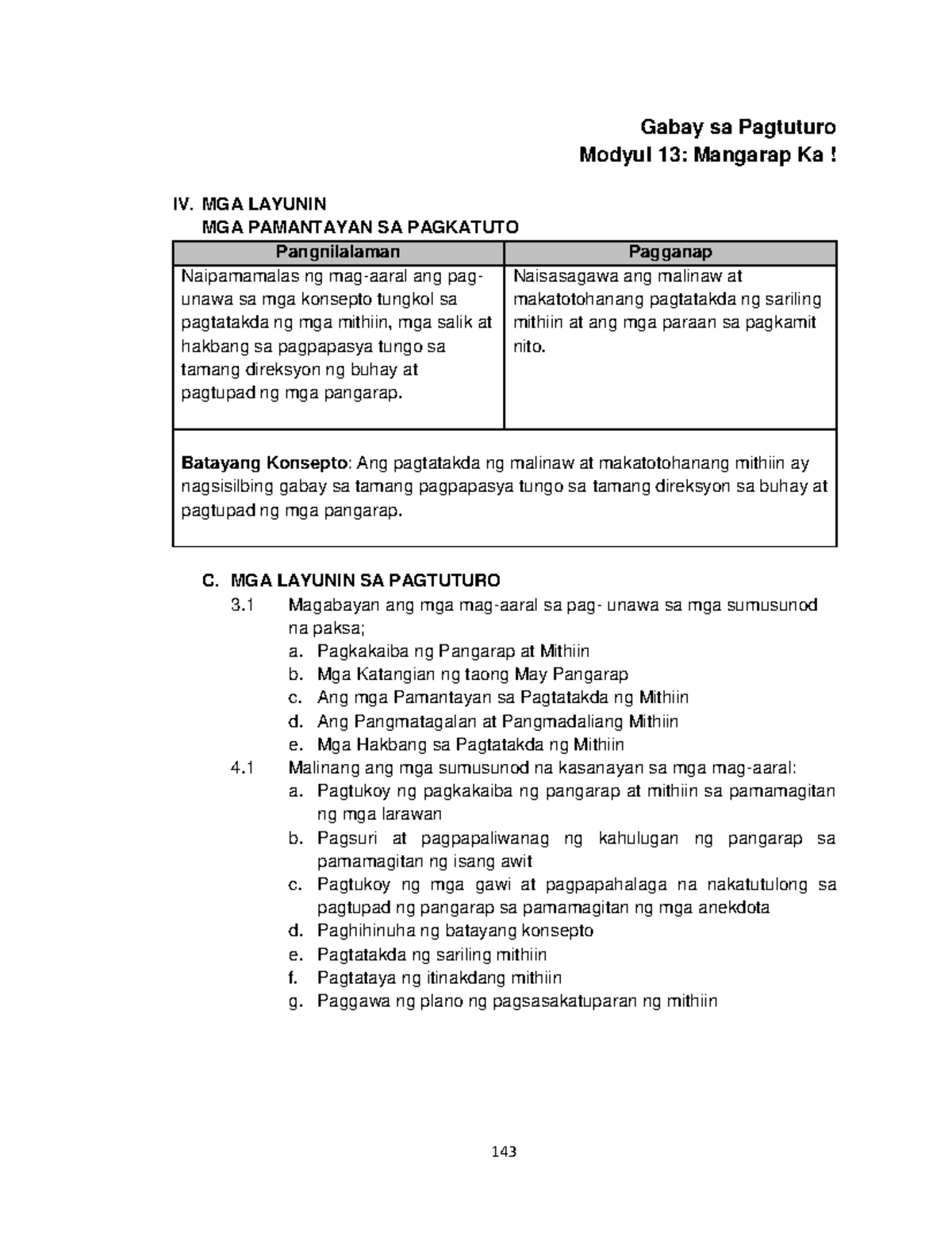 Grade 7 TG ESP Modyul 13 - Gabay sa Pagtuturo Modyul 13: Mangarap Ka ...