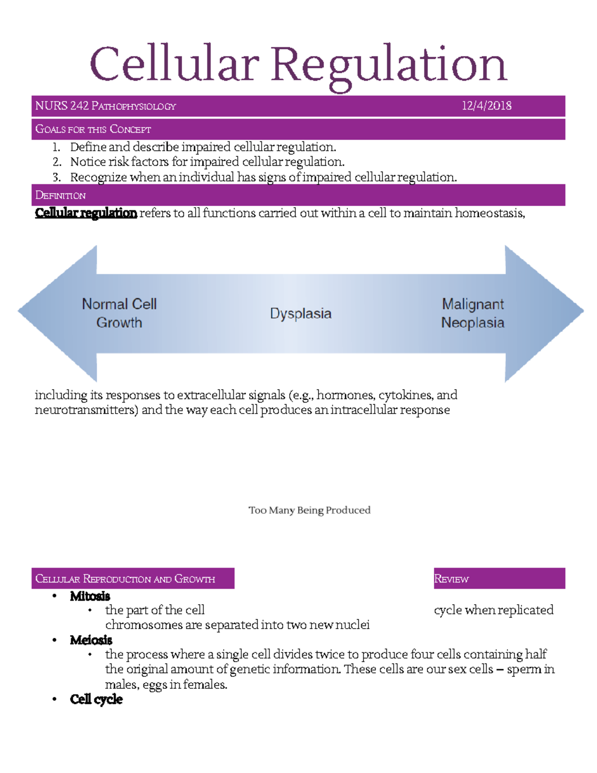 Cellular Regulation - Cellular Regulation NURS 242 PATHOPHYSIOLOGY 12/4 ...