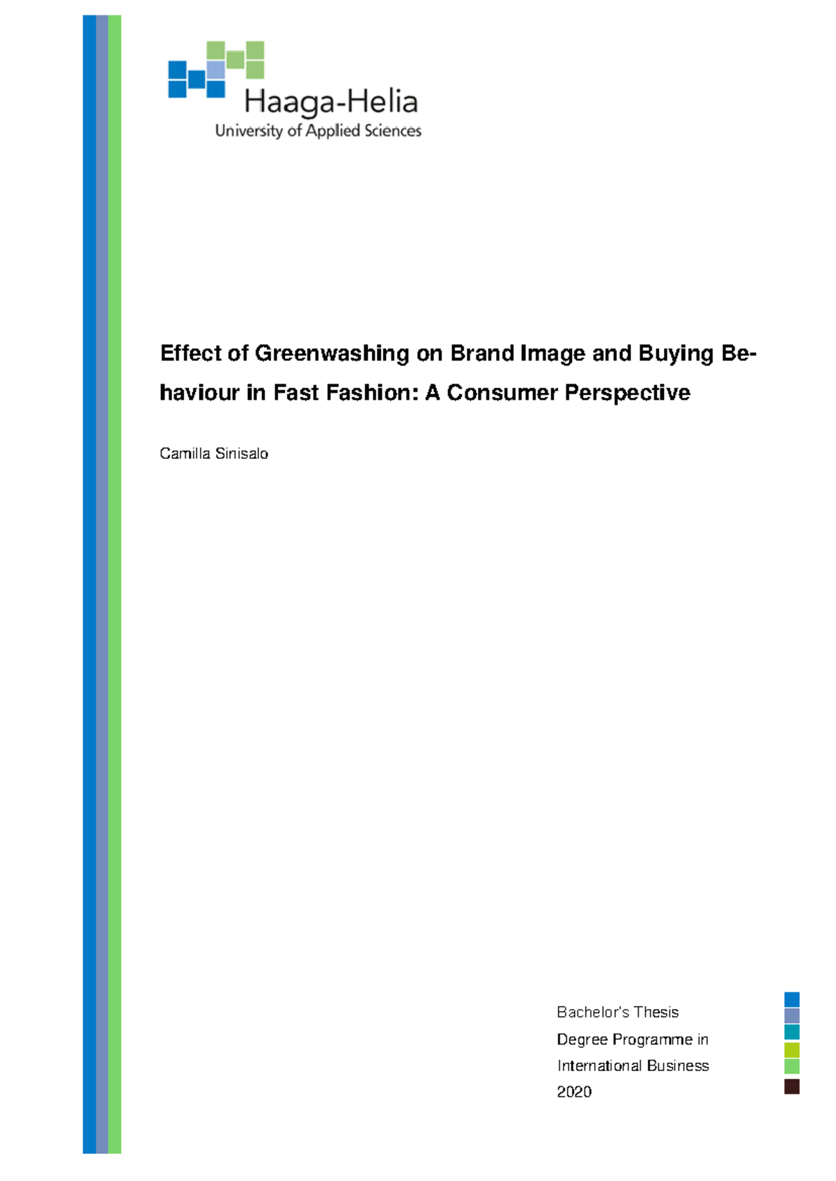 Sinisalo Camilla - noep - Effect of Greenwashing on Brand Image and ...