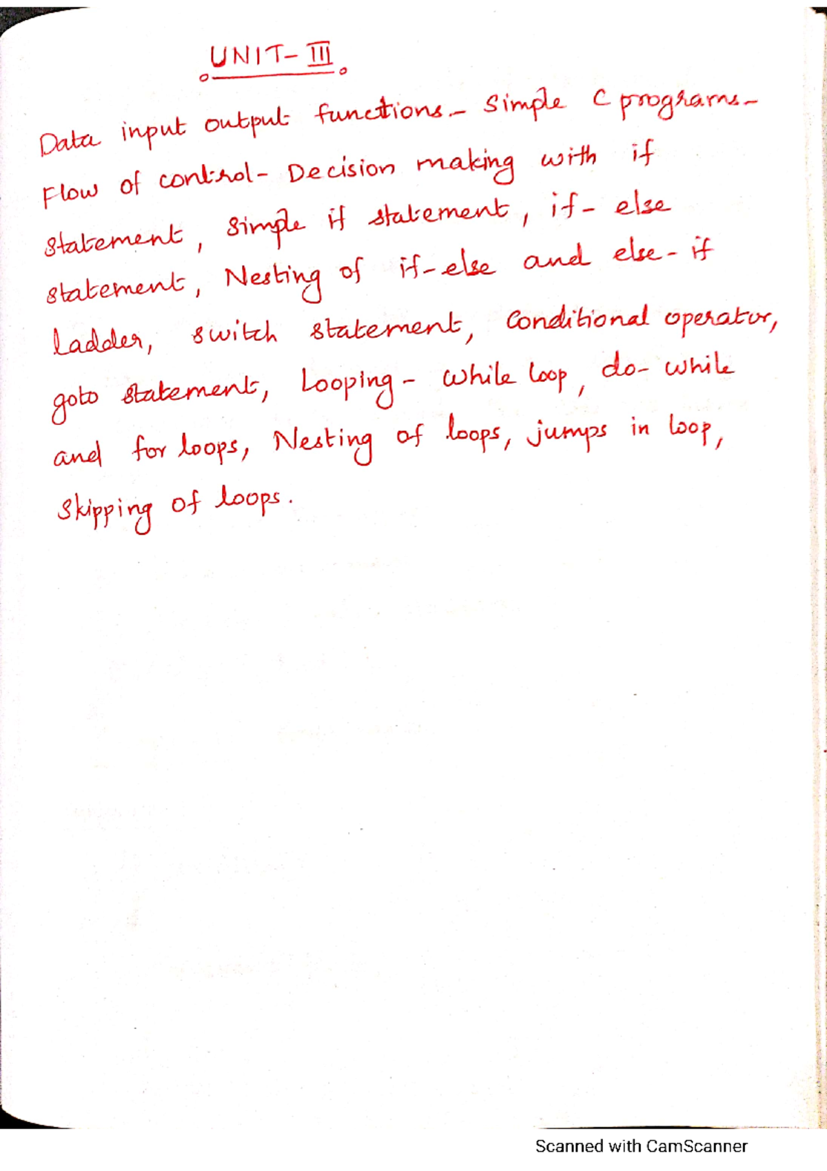 C Programming Unit 3 Lecture Notes Unit 3 Data Input Output Simple Flow Of Decision Making