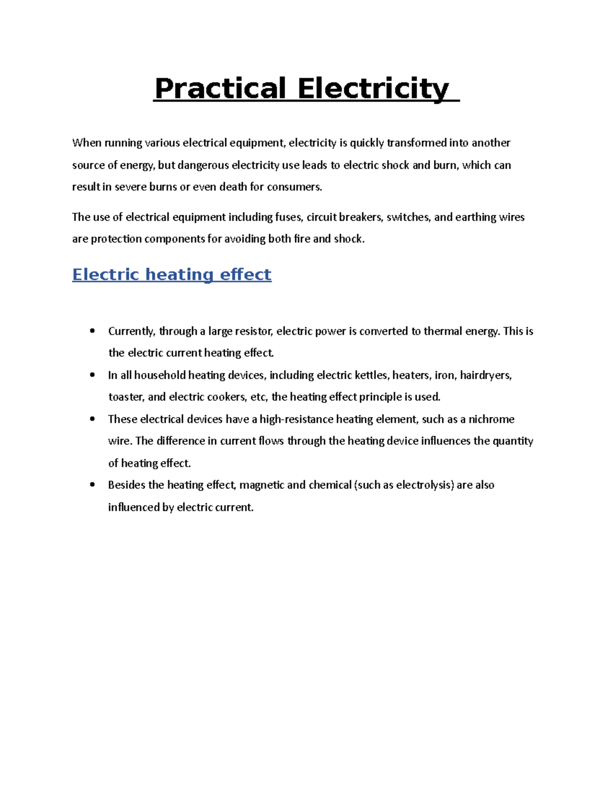 Practical Electricity - Practical Electricity When running various ...