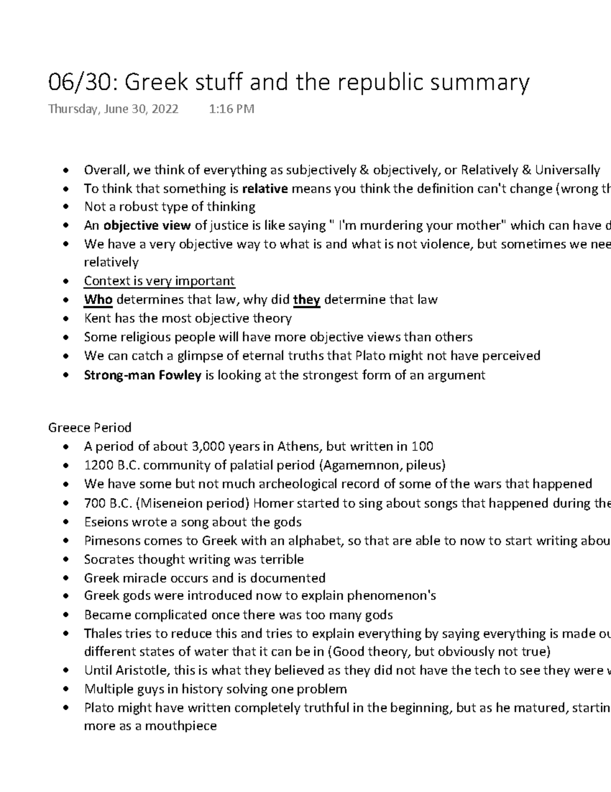 0630 Greek stuff and the republic summary - Overall, we think of ...