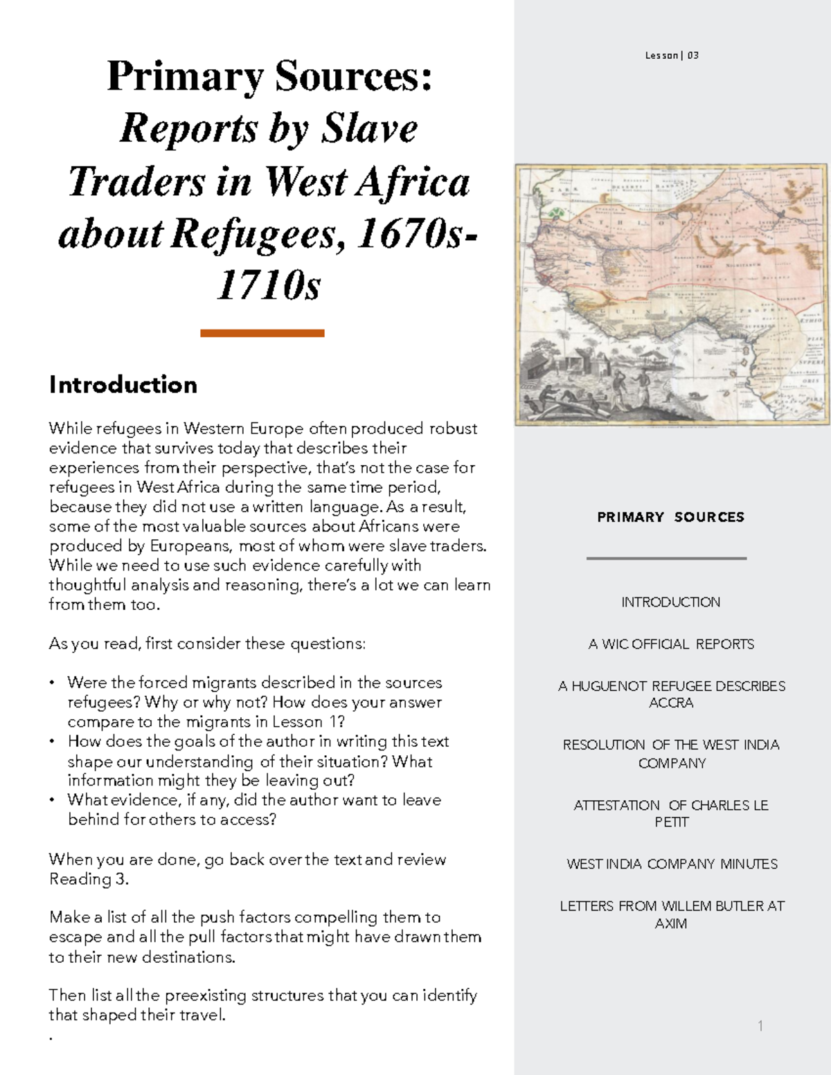 Primary Sources 3 Western Africa - Primary Sources: Reports by Slave ...