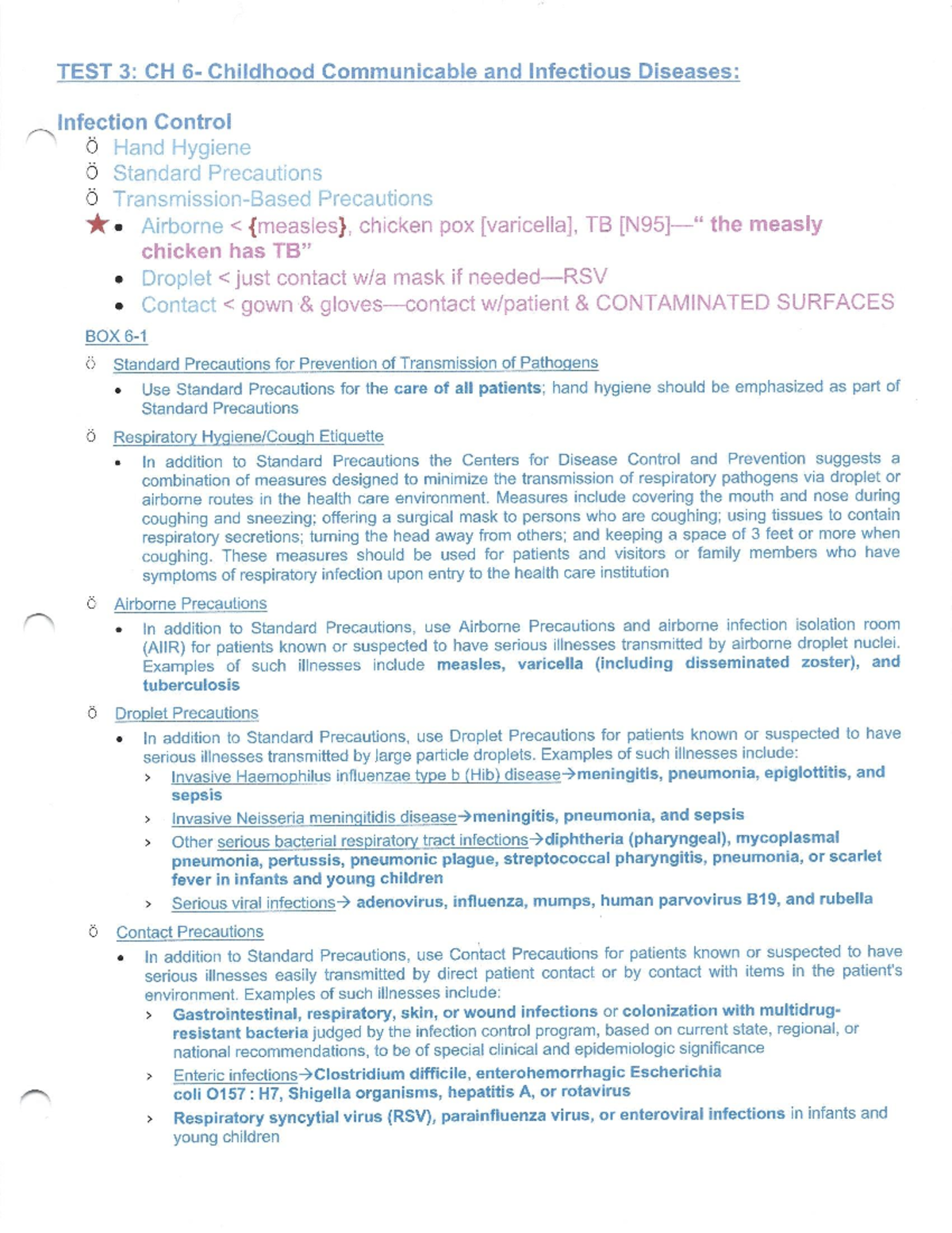 Ch 6 notes - Communicable diseases in the peds population and how they ...