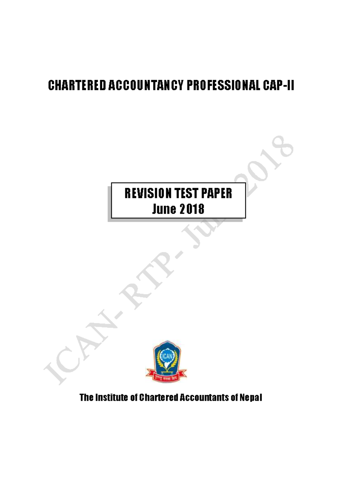 Revision Test Paper CAP II June 2018 - CHARTERED ACCOUNTANCY ...