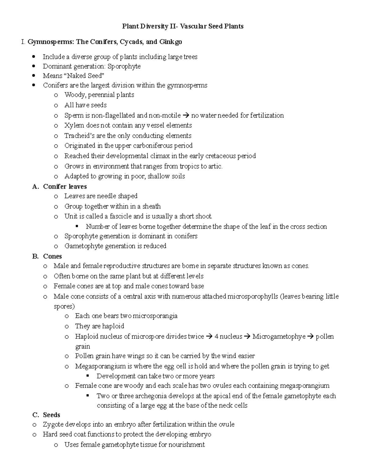 Lecture notes, lecture entire semester - plant diversity - Plant ...