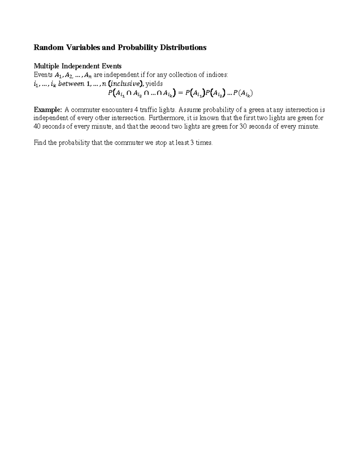 213 Introduction to Random Variables and Probability Distributions ...