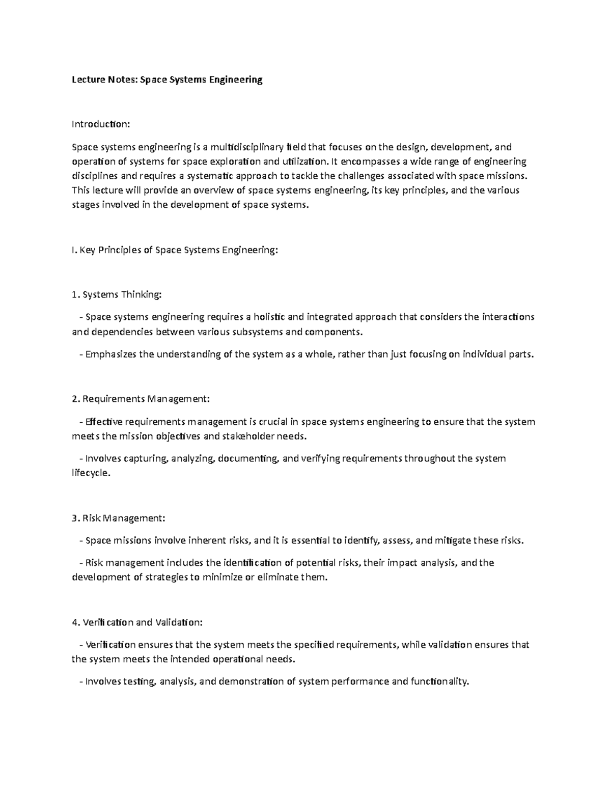 Lecture Notes: Space Systems Engineering - Lecture Notes: Space Systems ...