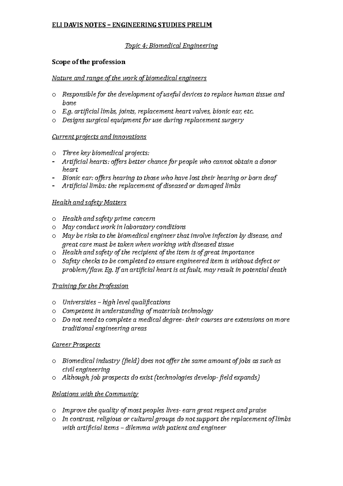 T4 - Biomedical Engineering - Topic 4: Biomedical Engineering Scope of ...