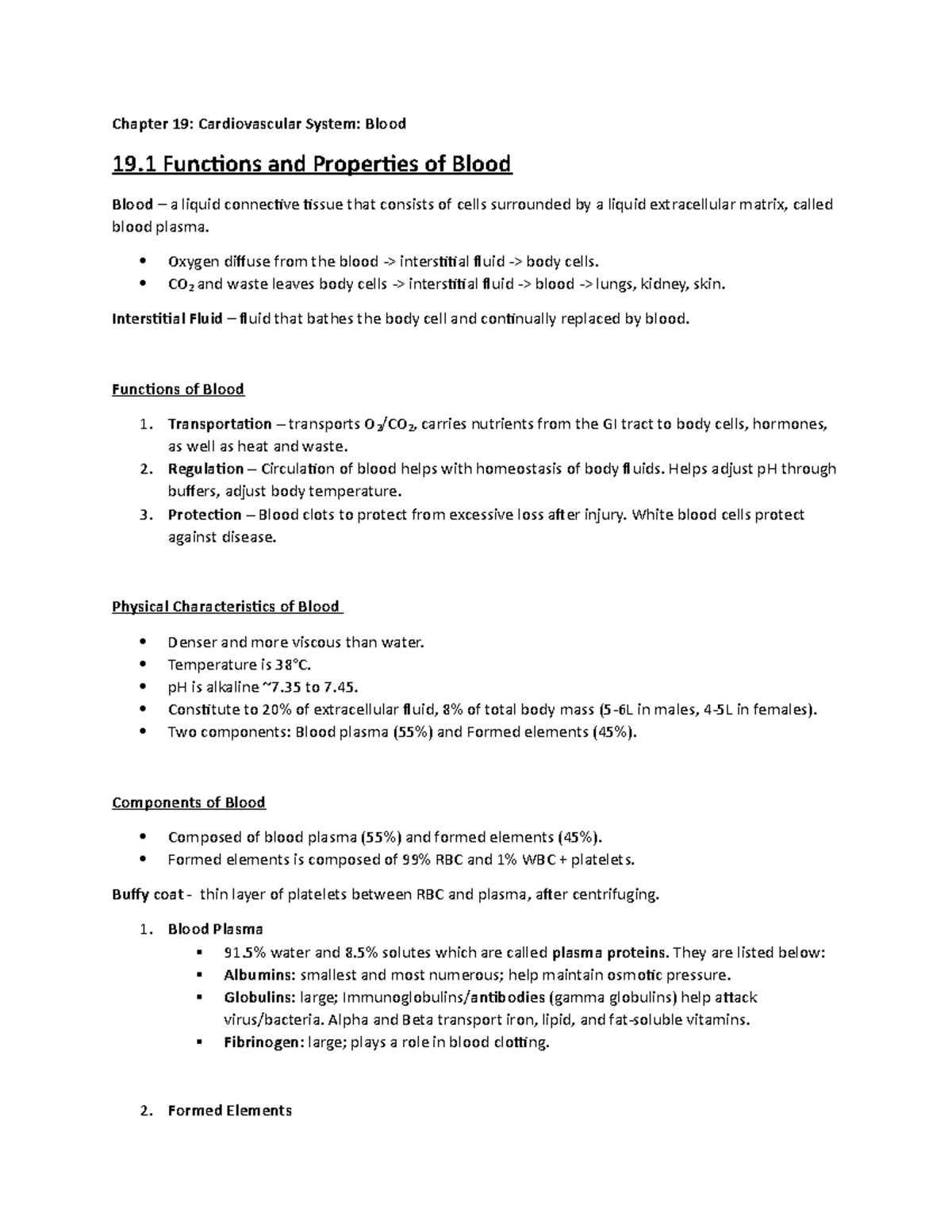 Chapter 19 (Blood) - Chapter 19: Cardiovascular System: Blood 19 ...