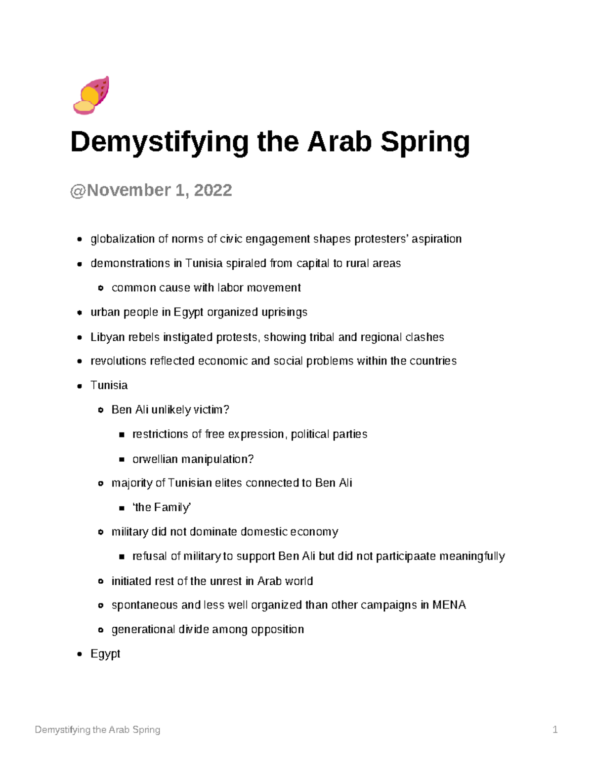 Demystifying the Arab Spring - Studocu