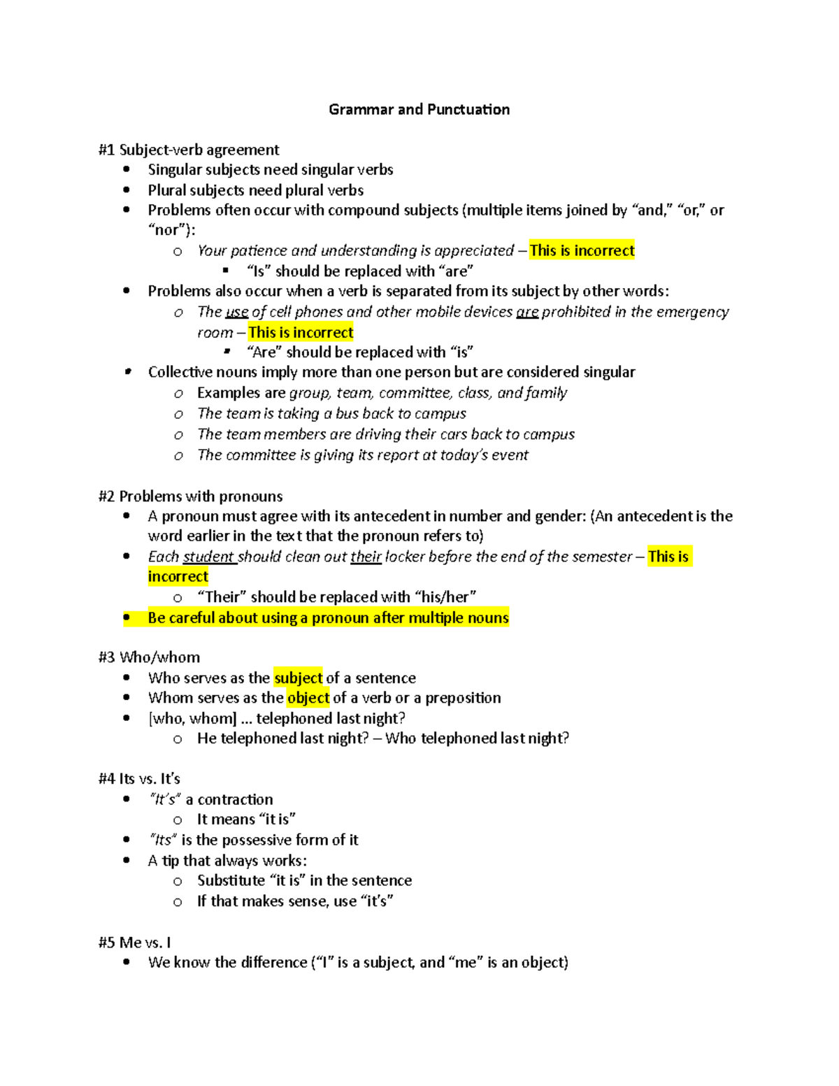 Grammar and Punctuation - .. telephoned last night? o He telephoned ...