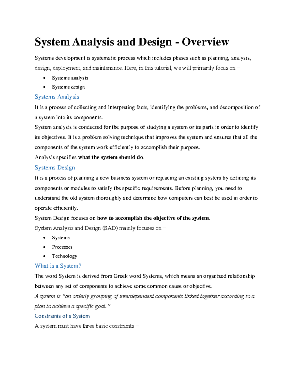 System+Analysis+and+Design - System Analysis and Design - Overview Systems development is ...