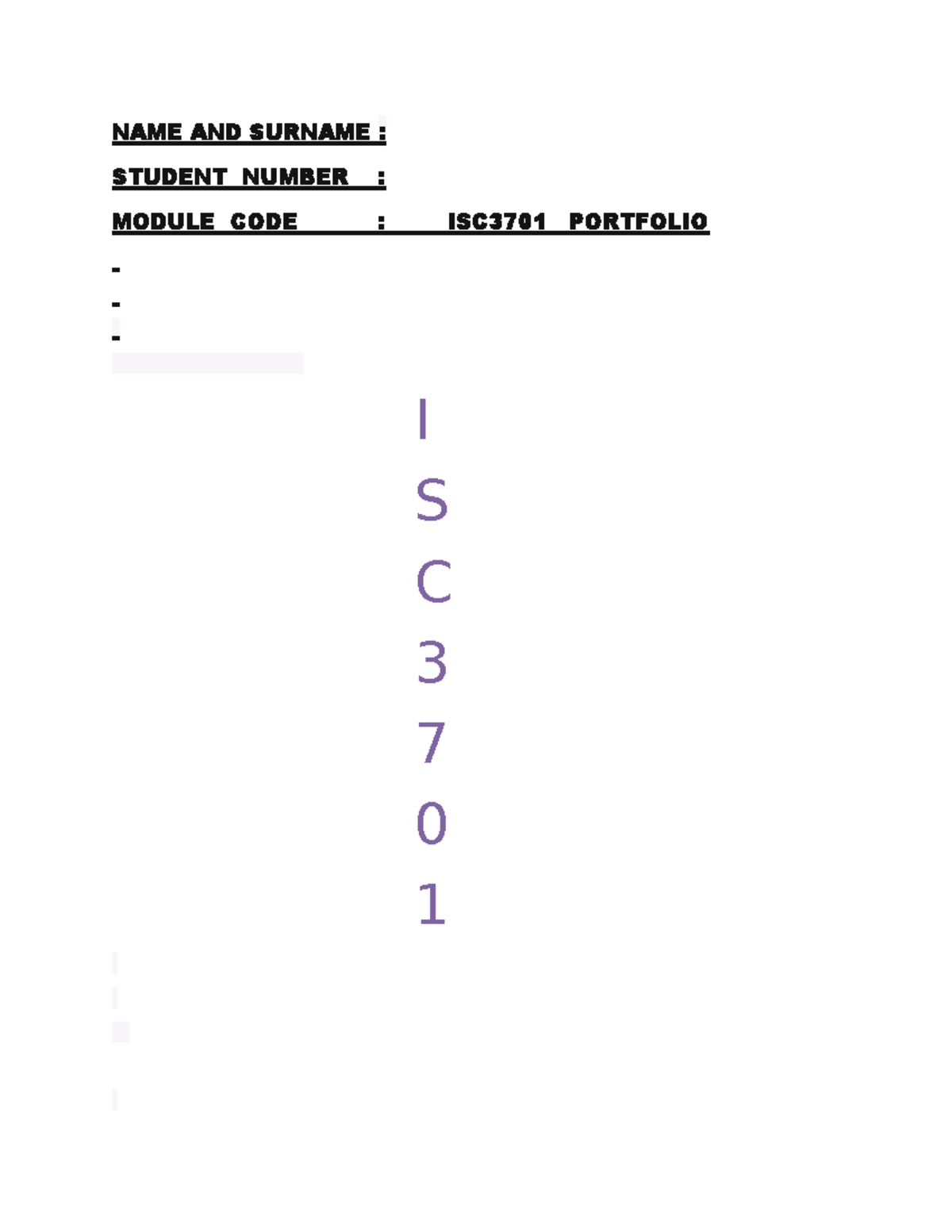 ISC3701 Assign. 04 Portfolio 2021 - NAME AND SURNAME : STUDENT NUMBER ...