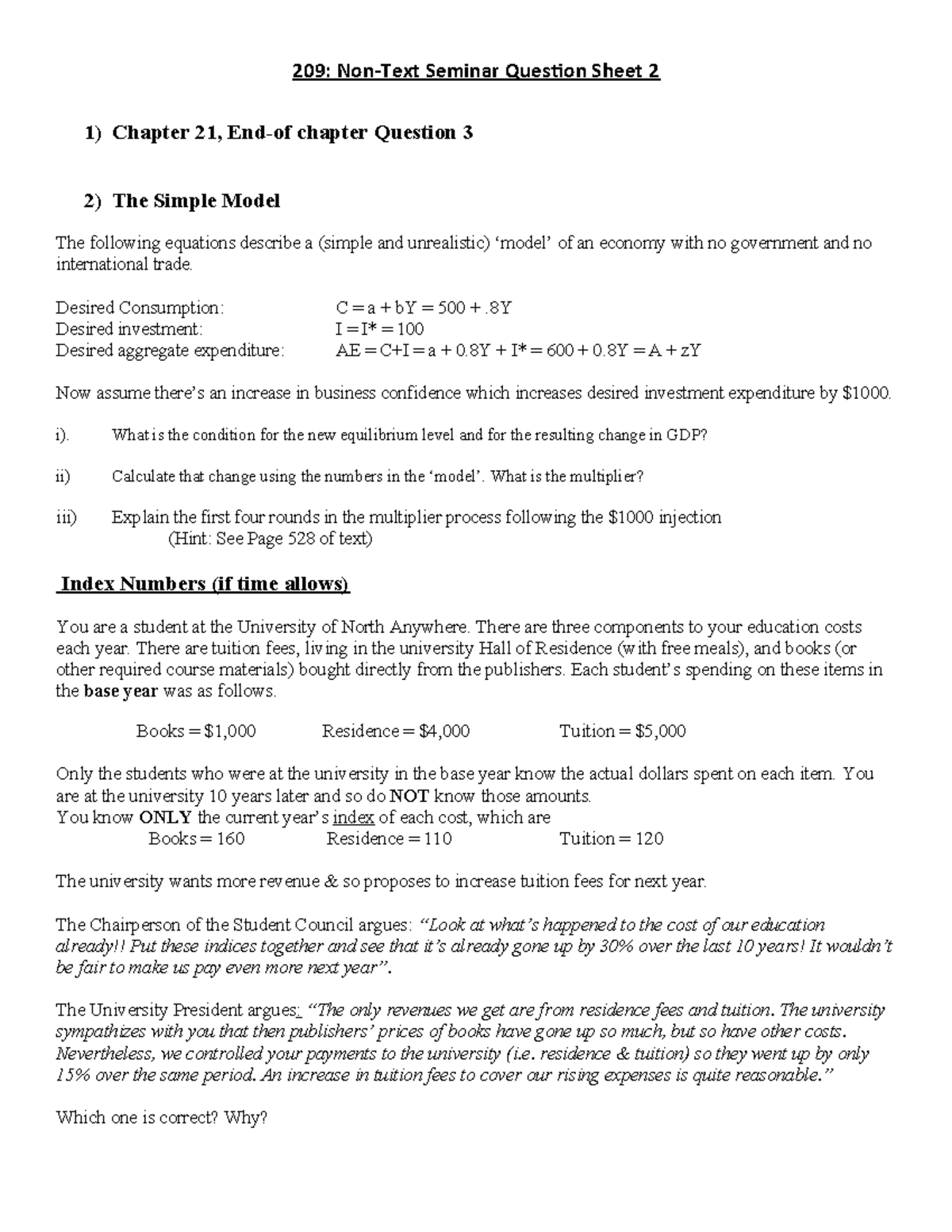 Conference sheet 2 - ECON209 - 209: Non-Text Seminar Question Sheet 2 1 ...