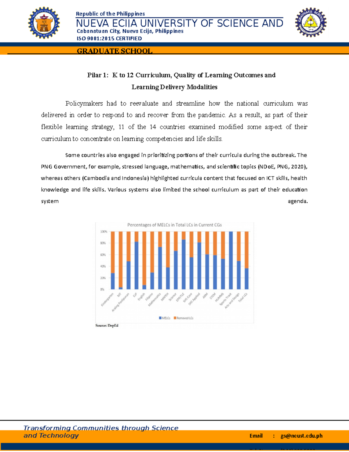 Pilar 1 K to 12 Curriculum Quality of Learning Outcomes and Learning ...