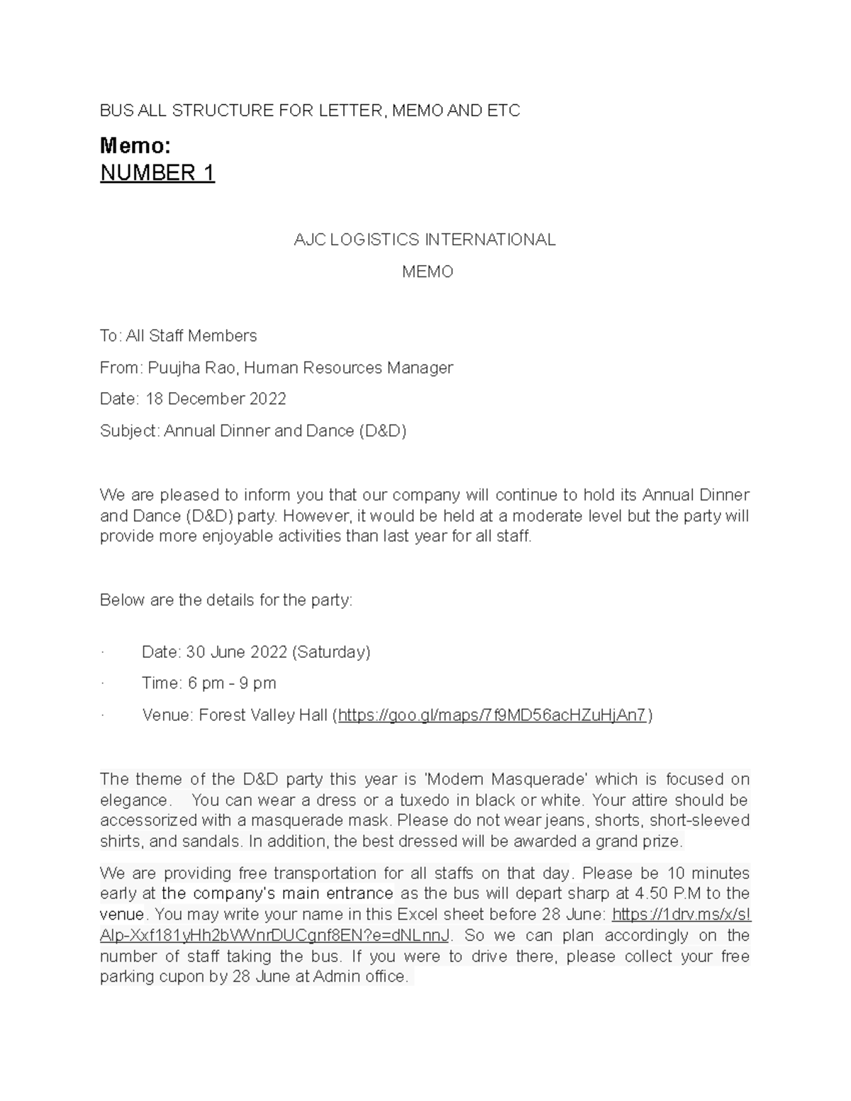 BUS ALL Structure - All kind of formats for letter, memo, email, and ...