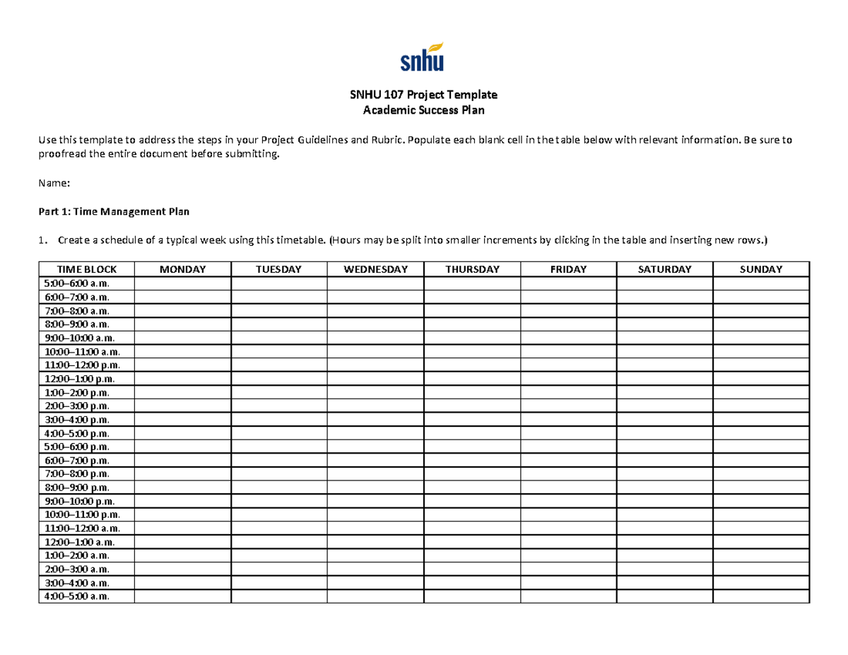 SNHU 107 Project Template - SNHU 107 Project Template Academic Success ...