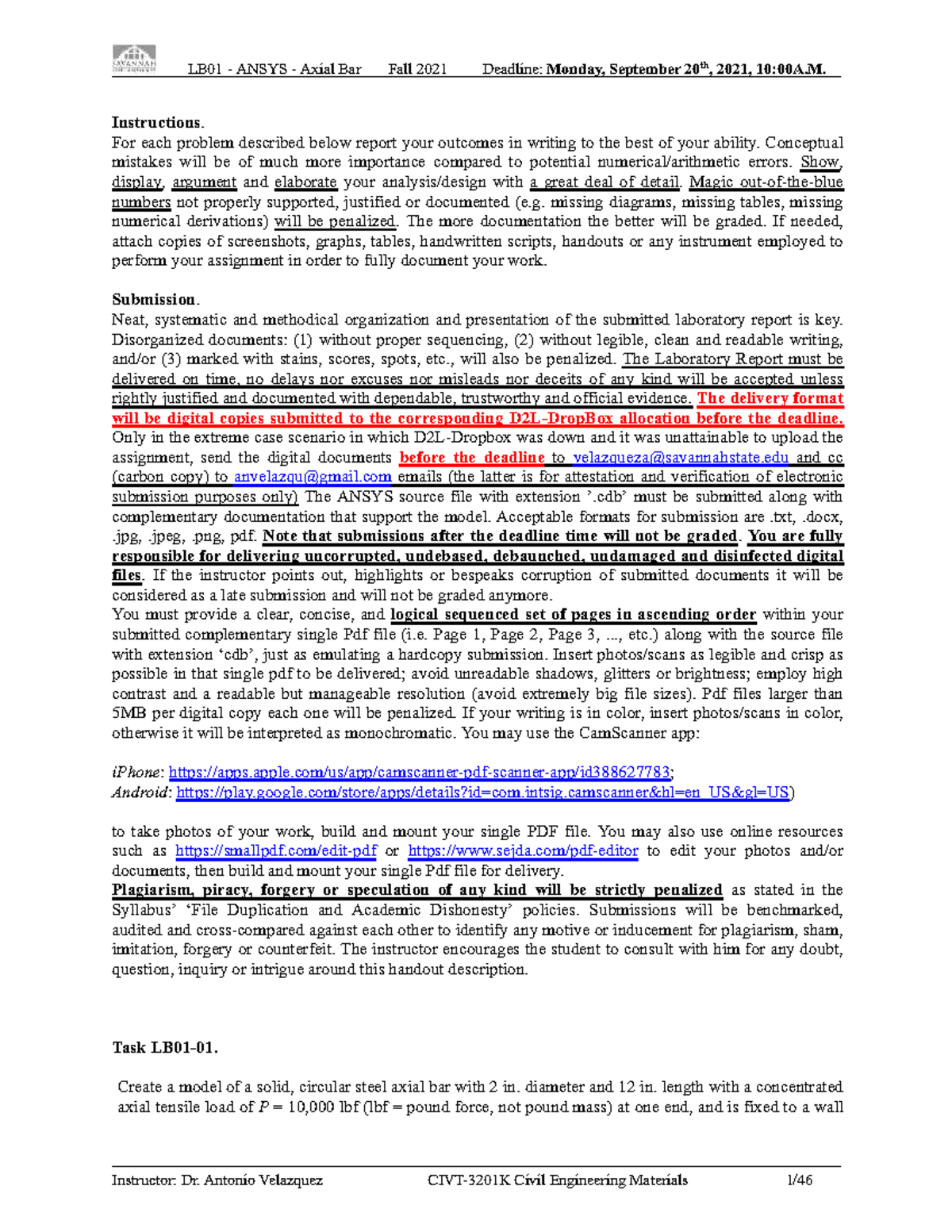LB01 - Ansys Basics - Axial Bar Example - Workbench Structural Static ...