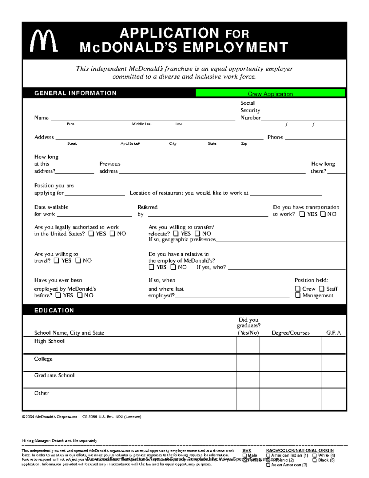 Application for mcdonalds employment - This independent McDonald’s ...