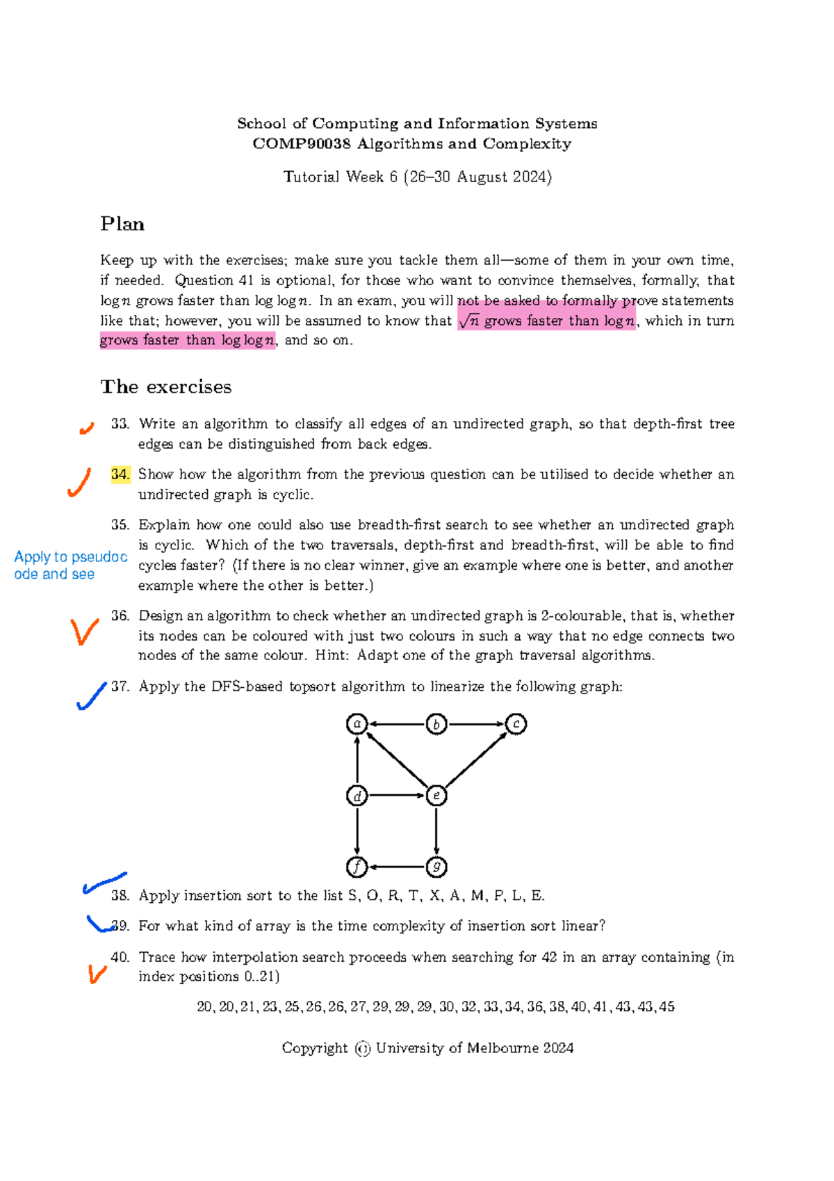 Week06 - cas - School of Computing and Information Systems COMP90038 Algorithms and Complexity ...