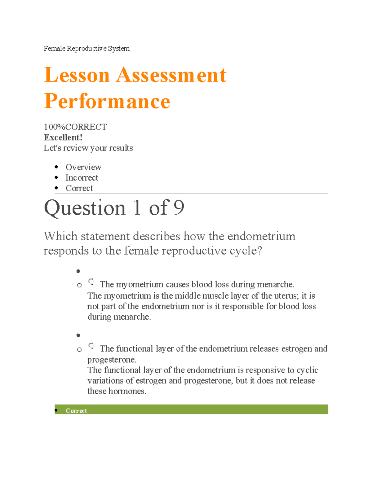 Week 4 Sherpath Female Reproductive System - Female Reproductive System ...