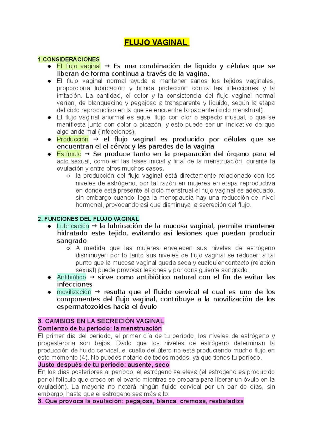 Flujo Vaginal - FLUJO VAGINAL 1 El flujo vaginal → Es una combinación ...