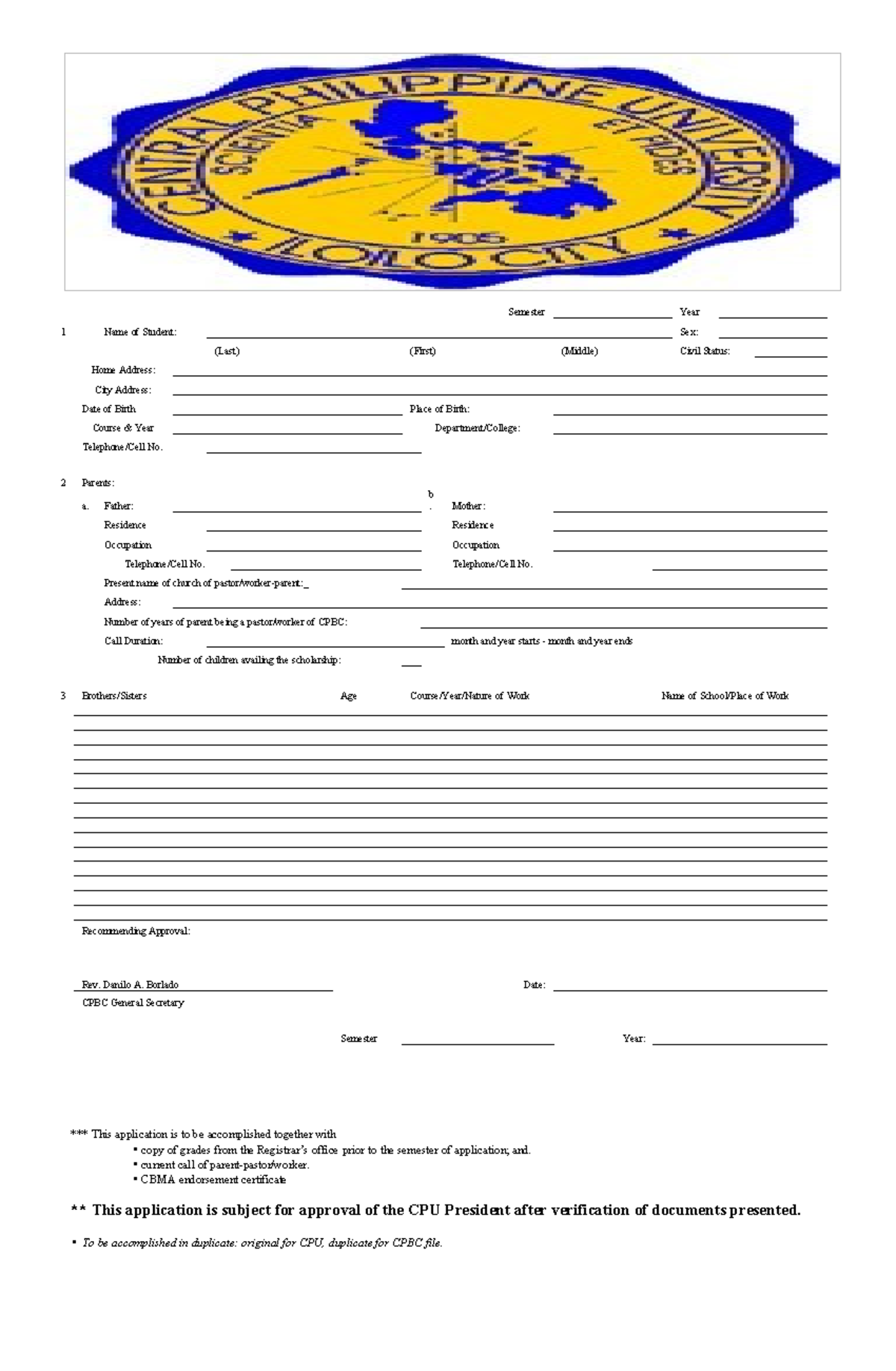 PK-Scholarship-Form - notes - *** This application is to be ...