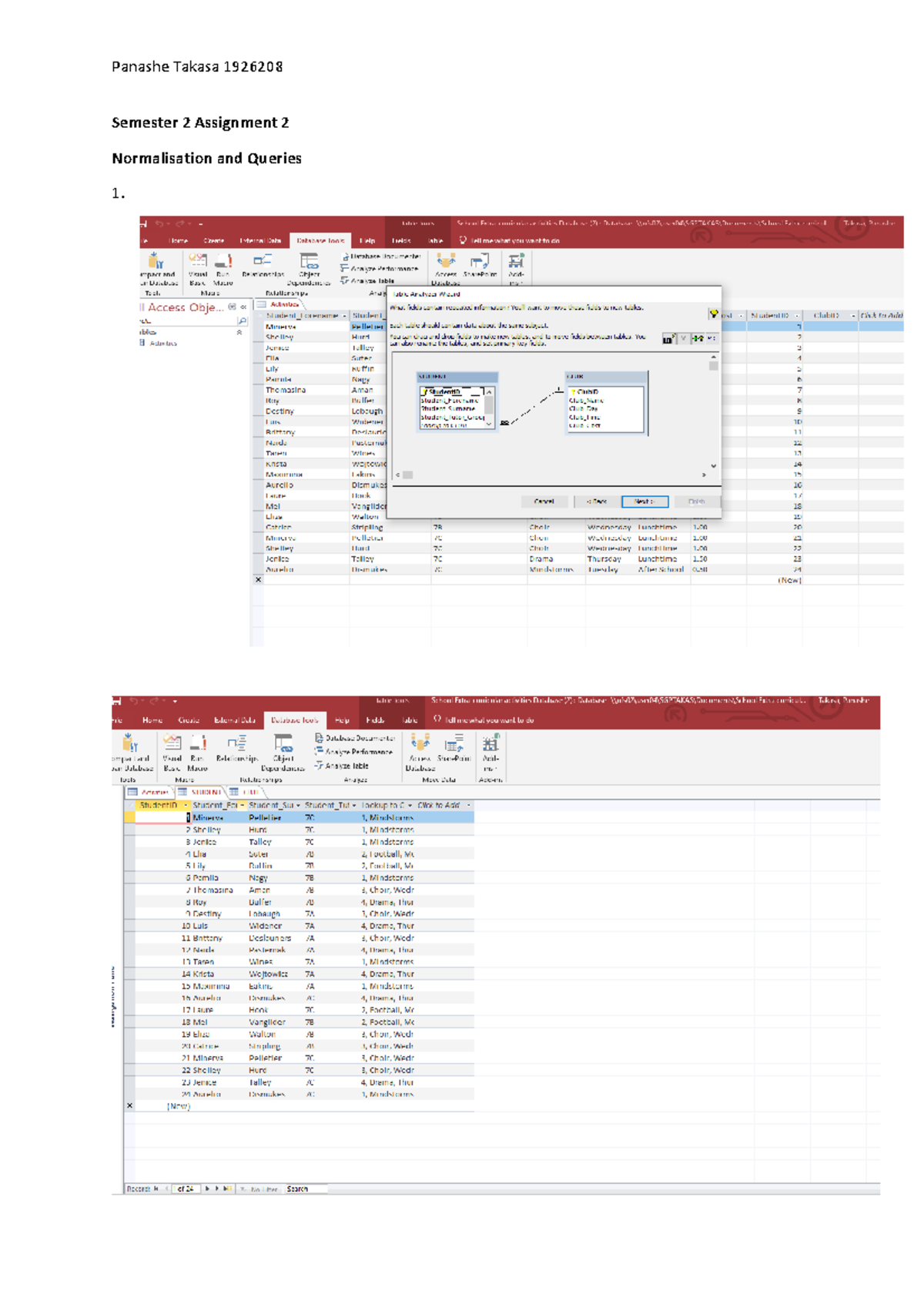 Semester 2 Assignments 2 Normalisation and queries - Semester 2 ...