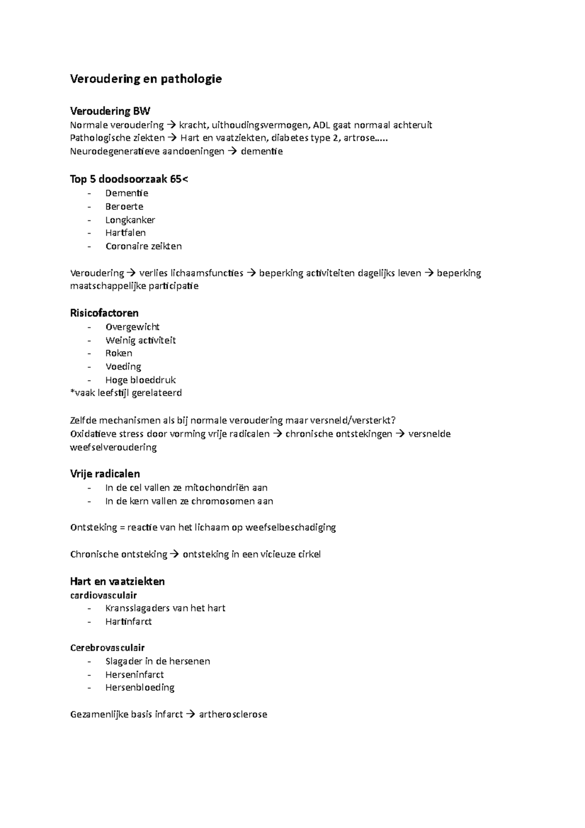 Veroudering en pathologie - Veroudering en pathologie Veroudering BW ...