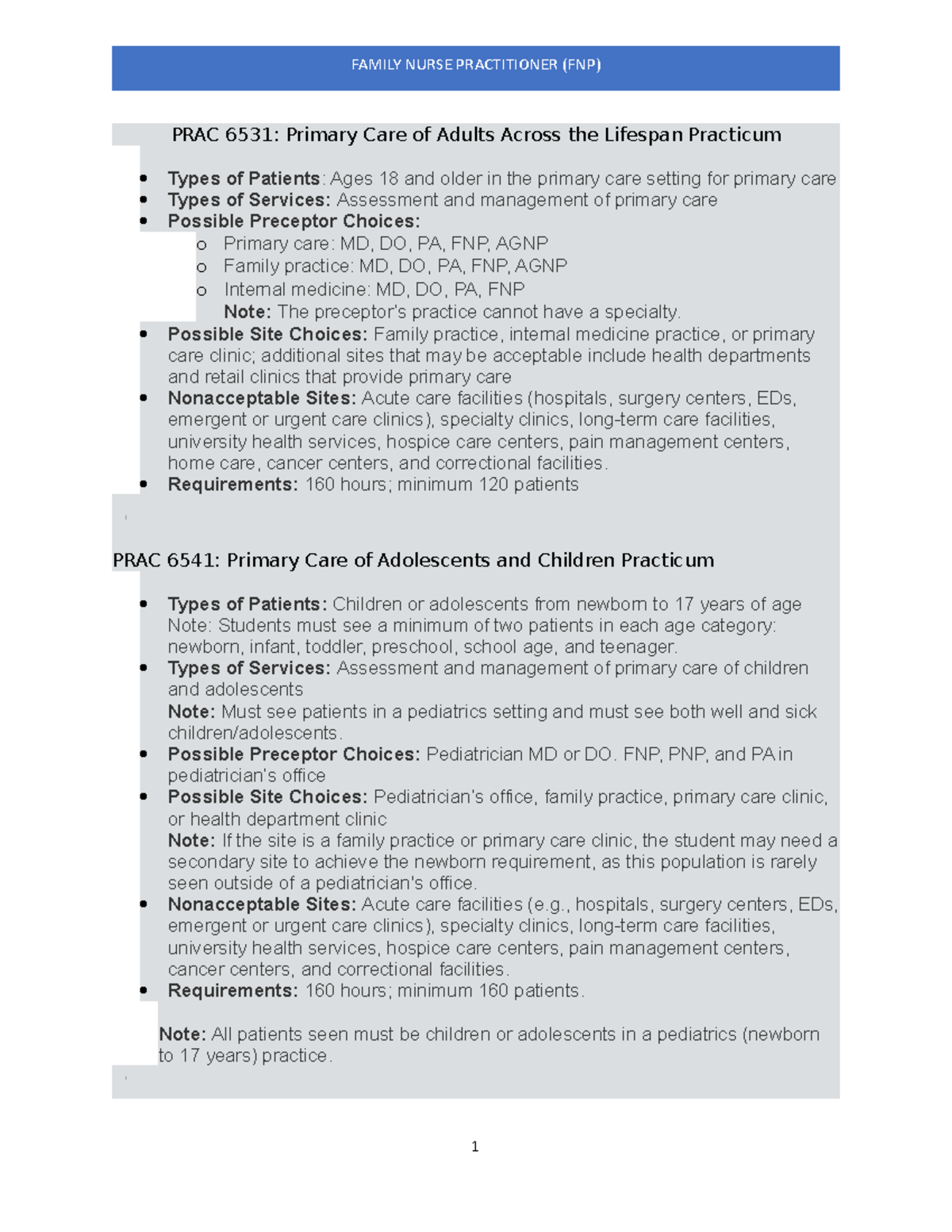 PRAC 6531 - description of course - PRAC 6531: Primary Care of Adults ...