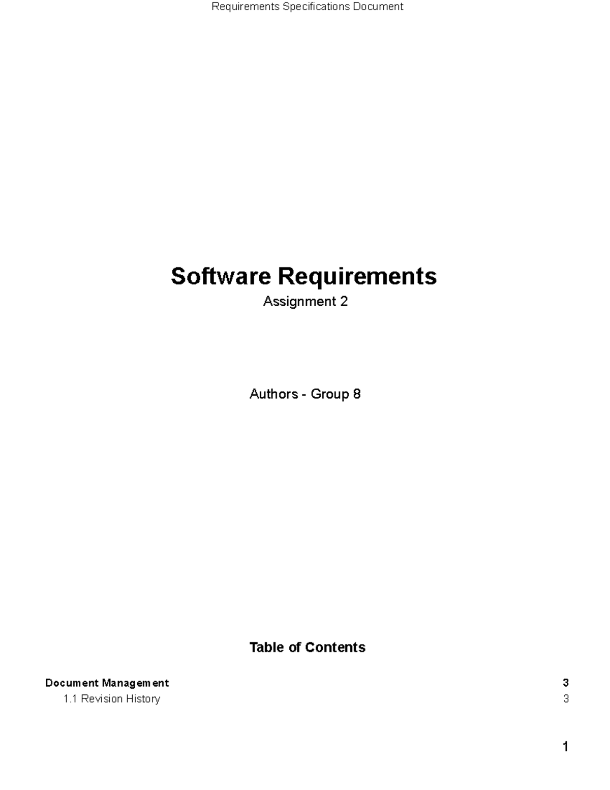BRM Assignment 2 - Requirements Specifications Document Software ...